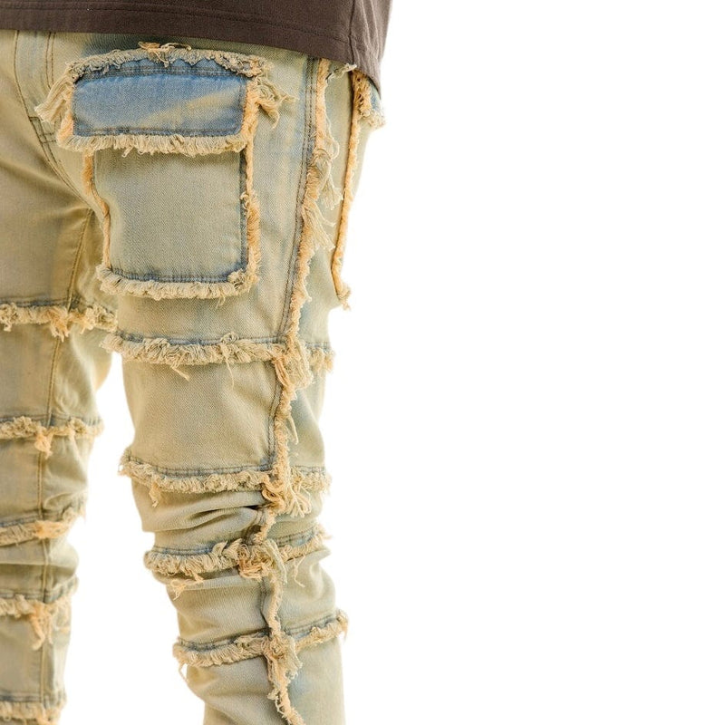 Kdnk Panelled Skinny Flare Jeans (Tinted Light Blue) KND4581 – City Man USA