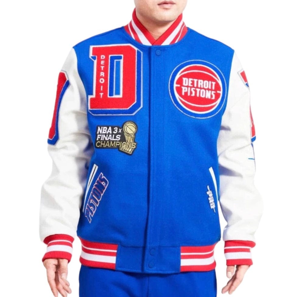 Pro Standard Detroit Pistons Mash Up Varsity Jacket (Royal/White) BDP6