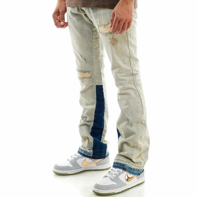 Kdnk Rip & Repair Flare Jeans (Tinted Blue) KND4512 – City Man USA