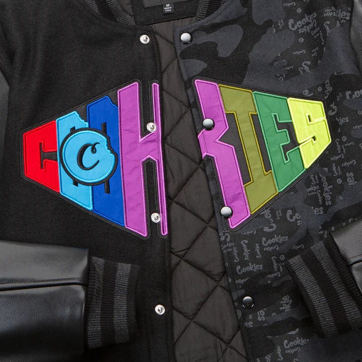 Cookies Across The Board Melton Wool Letterman Jacket (Black) 1562O649 ...