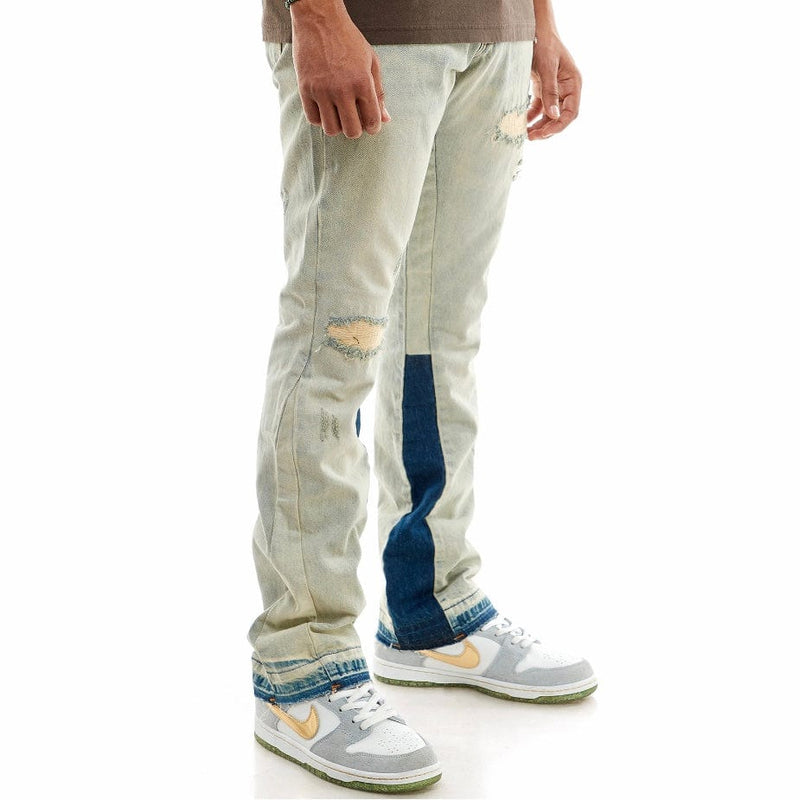 Kdnk Rip & Repair Flare Jeans (Tinted Blue) KND4512 – City Man USA